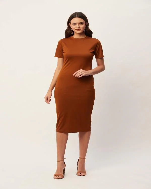 Brown Long Bodycon Dress - JioMart