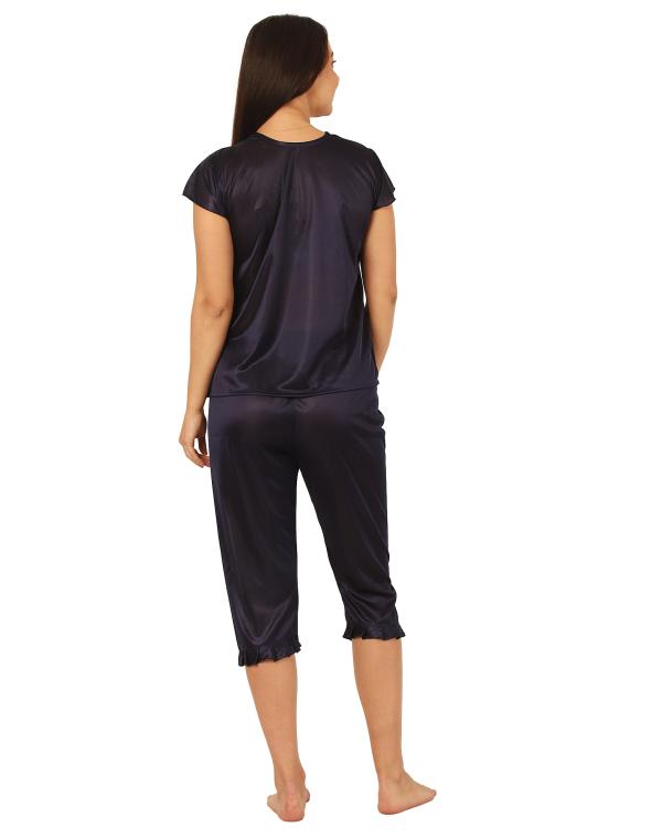 Noty Girl's/Women's-Night Suit/Top & Capri Set/Loungewear - Satin ...