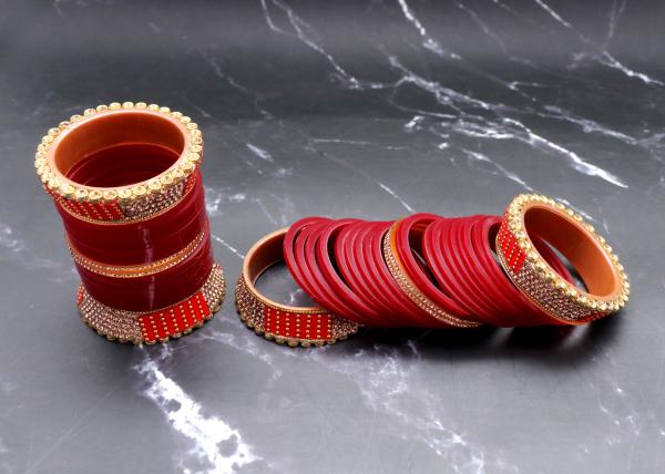 Navjai Bridal Punjabi Chuda for Wedding In Red Kundan Chooda Set for ...