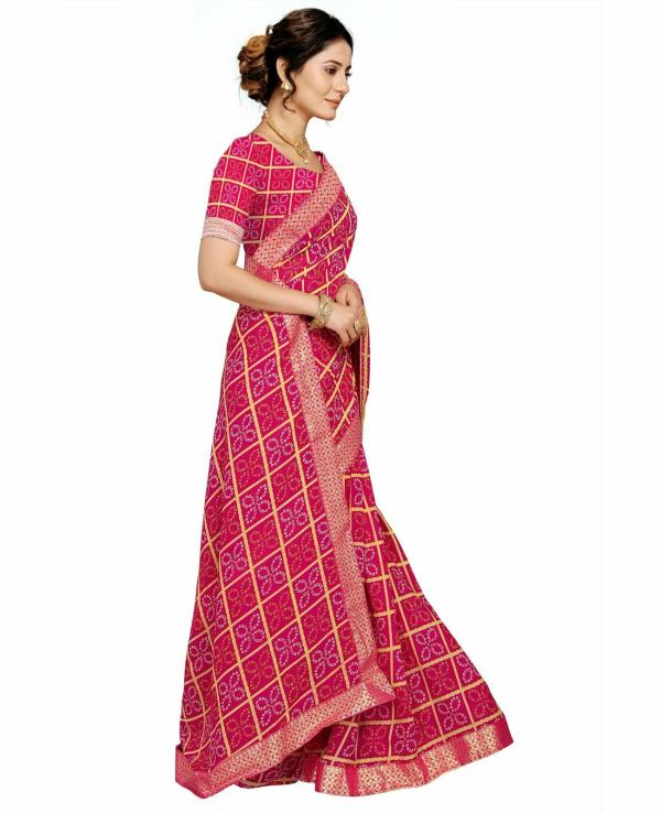 Kp Kanooda Prints Georgette Bandhani Saree For Women With Blouse -Pink ...
