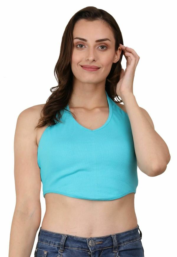 AD2CART Women TBL Solid Halter Neck Sleeveless Top - JioMart