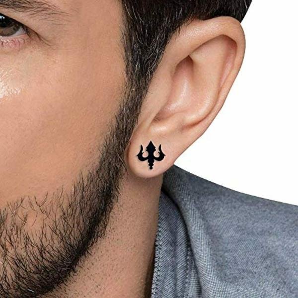 Zumrut Shiva Trishul Stud Earring Black (Men and Women) - JioMart