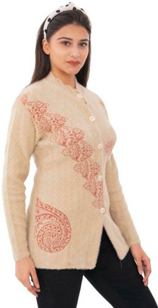 Loglo Women Beige Self Design Acrylic Blend Sweater - L - JioMart