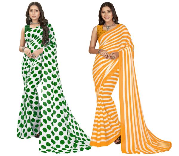 Anand Women Multicolor1 Self Design Pattern Georgette Pack of 2 Saree ...