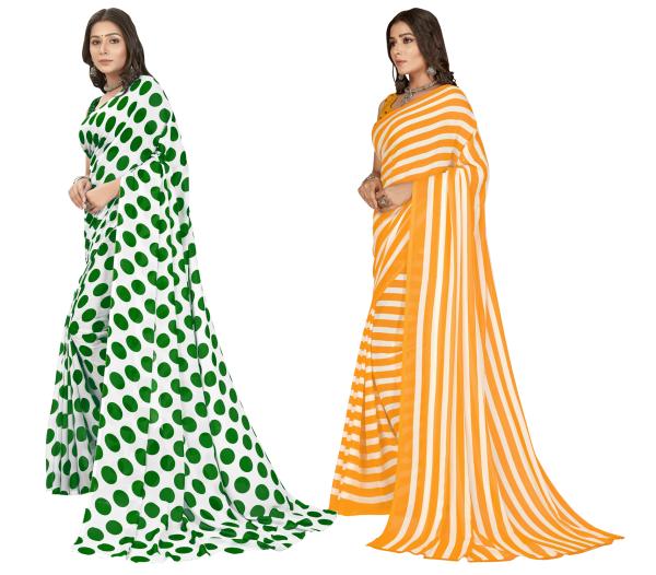 Anand Women Multicolor1 Self Design Pattern Georgette Pack of 2 Saree ...