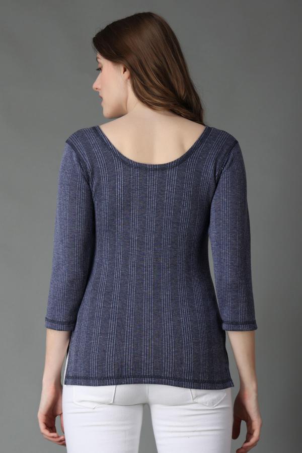 Wearslim Women Blue Cotton Blend Three Forth Sleeves Thermal Vest - JioMart