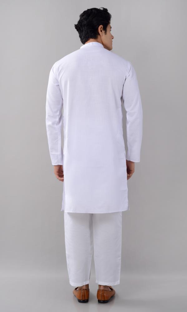Villain Solid Kurta Pyjama Set For Men (White Kurta,White Pyjama) - JioMart