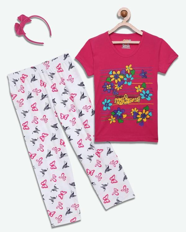 SINI MINI Half Sleeve Light Pink Girls Casual Pack of 2 Nightsuit - JioMart