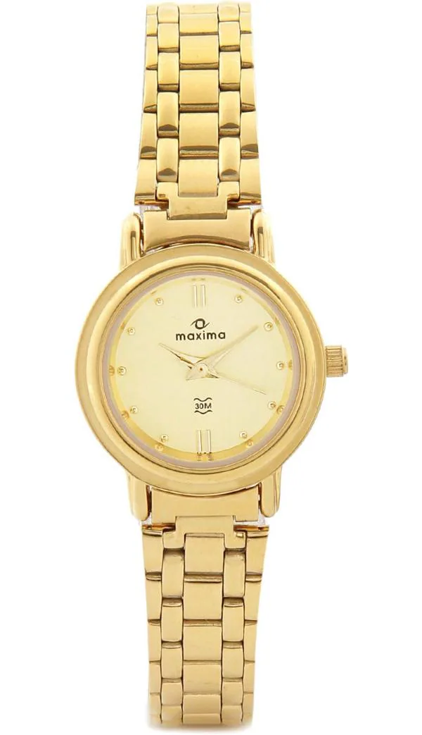 Maxima Analog Gold Dial Gold Strap Watch For Women (01132CMLY) - JioMart