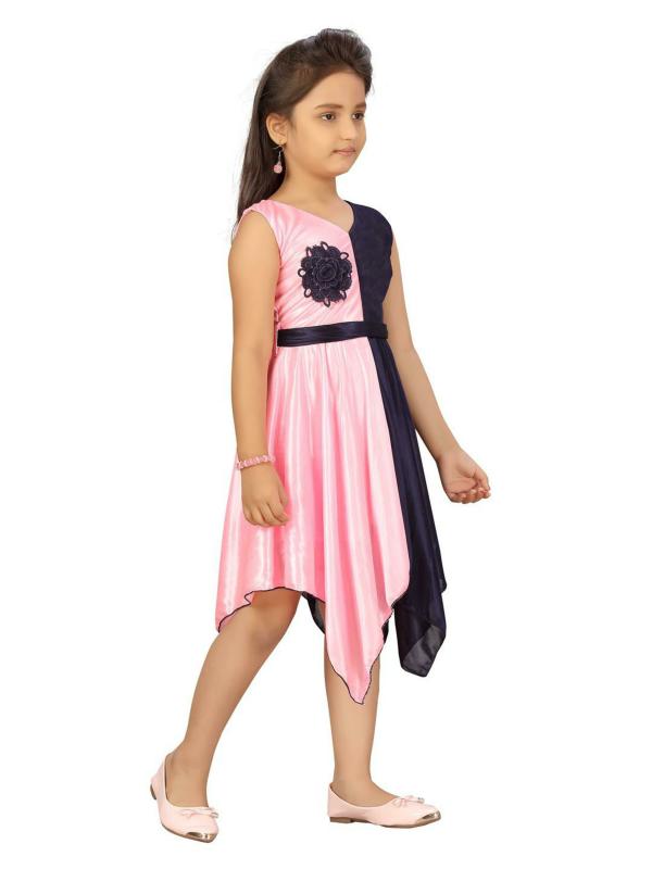 Aarika Girls Pink-Navy Blue Colour Frock - JioMart
