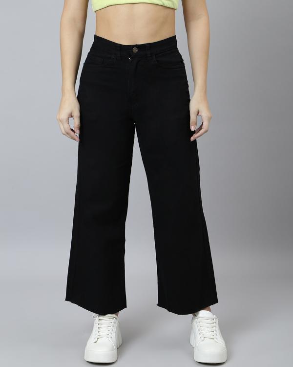 Guti Women High Rise Ankle Length Black Flared Jeans - JioMart