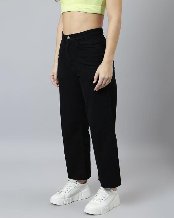 Guti Women High Rise Ankle Length Black Flared Jeans - JioMart