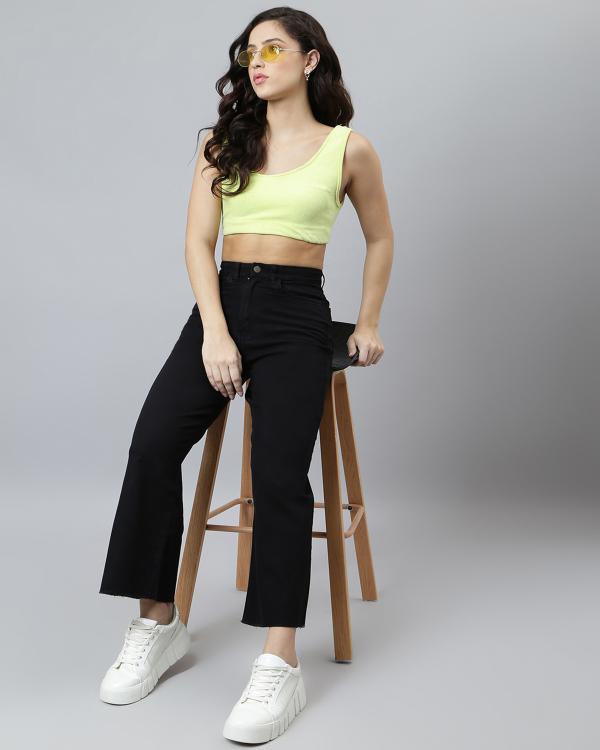 Guti Women High Rise Ankle Length Black Flared Jeans - JioMart