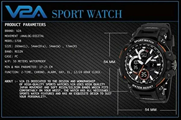V2A Big Dial Camo-Black Outdoor Sport Shockproof Led Analogue And ...