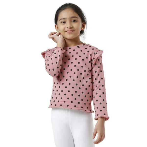 De Moza Girls Pink Printed Cotton Top - 8 to 9 Years - JioMart