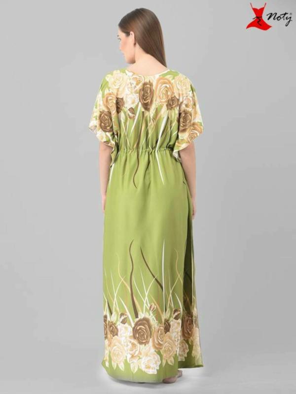 Noty Women's- Kaftan/Nighty/Maxi/Gown- Serena Fabric- V-Neck Rose ...