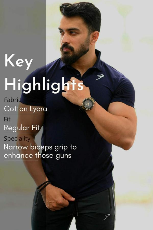 Fuaark Polo Sports and Gym Tshirt Navy - JioMart