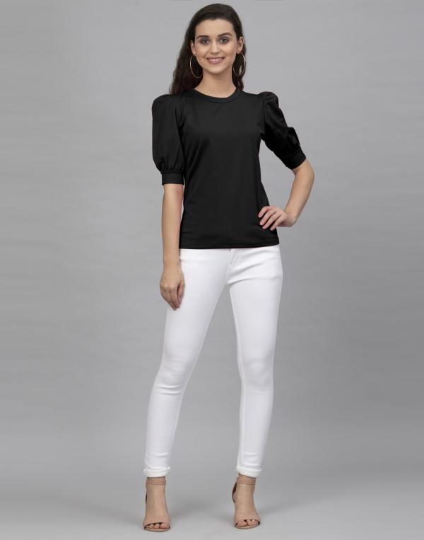 Selvia Women Black Solid Top | tops for women | tops | women tops - JioMart