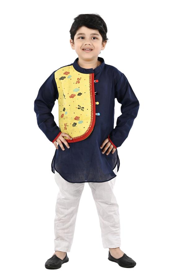NEW GEN BOYS BLUE COTTON PACK OF 1 KURTA & PAIJAMA PANT - JioMart